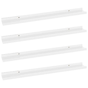 SunshineFace Long Floating Shelves Set of 4, High Gloss Wall Mounted Picture Ledge Floating Shelf, Wall Shelves for Bedroom, Living Room, Office, Nursery, Kitchen Storage(White, 31.5"x3.5"x1.2")