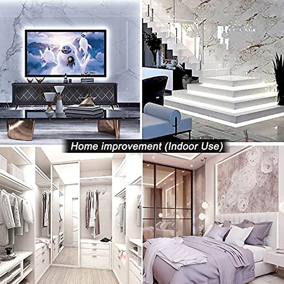 SURNIE 150ft LED Rope Lights Outdoor Waterproof - 110V Daylight White Dimmable Thick Flat Strip Light 6500K Cuttable Connectable for Stairs,Deck,Backyards,Commercial Use Indoor Outdoor Rope Lighting