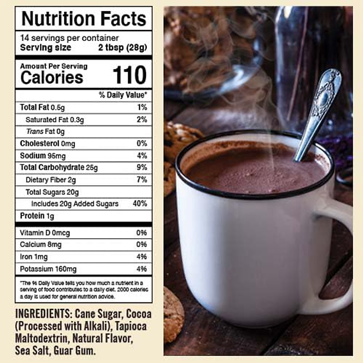 Castle Kitchen Double Dutch Dark Chocolate Premium Hot Cocoa Mix - Dairy-Free, Vegan, Plant Based, Gluten-Free, Non-GMO Project Verified, Kosher - Just Add Water - 14 oz