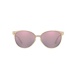 Versace Woman Sunglasses Pink Gold Frame, Dark Grey Mirror Pink Lenses, 57MM