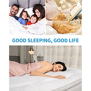 Sunsle Extra Thick Mattress Topper Full Size Mattress Pads Cover, Quilted Fitted Pillow Top with 700GSM Down Alternative Fill 18 Inch Deep Pocket, White Fluffy Bed Topper and Matress Protecter