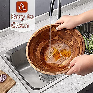 AIDEA Acacia Wood Serving Bowl for Fruits or Salads, 11" Diameter x 4.5" Height, Wooden Single Salad Bowl