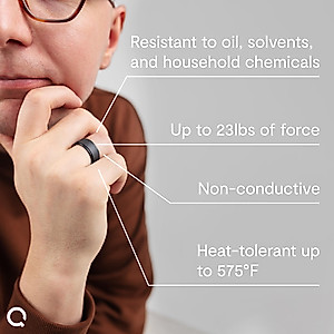 QALO Men's Silicone Ring, Black (Size 10) - Step Edge Q2X - Mens Wedding Bands - Breathable & Durable Silicone Rings for Men - Thick Rubber Engagement Rings for Him - 9mm x 2mm