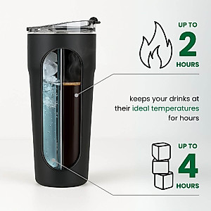 2-in-1 Hot & Cold Vacuum Insulated 30oz Tumblers, Stainless Steel Dual Chamber, Leak-Proof, BPA-Free, Fits Cup Holder, Travel Coffee Mug, Split Cup, 2 Drink, 2 Sides, Coffee & Water (Sandy Silver)