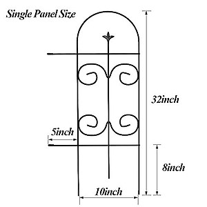 Amagabeli 8 Panels Decorative Garden Fence 10ft (L) x 32in(H) Garden Fencing Animal Barrier for Dog Rustproof Black Iron Border Fence Edging Metal Wire Fencing for Outdoor Patio Vinyl Flower ET046