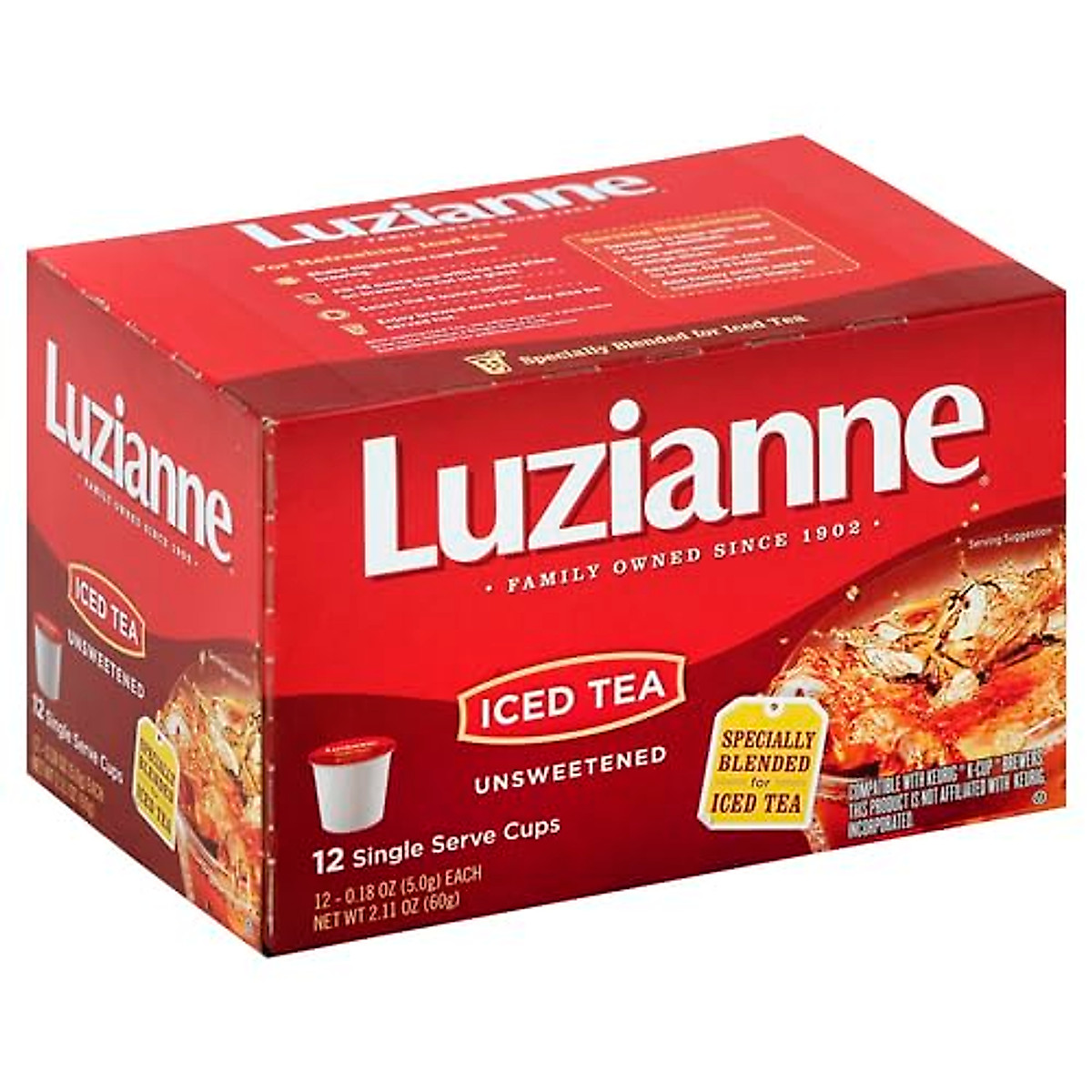 Luzianne Unsweetened Iced Tea, Single Serve K-Cup Pods, 12 Count