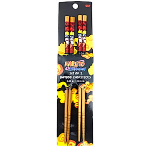 JUST FUNKY Naruto Shippuden Chopsticks Set of 2 - Official Chibi Naruto Collectible Chopsticks - Includes 2 Matching Sets of Bamboo Chopsticks - 8.85 Inches Long Anime Chopsticks