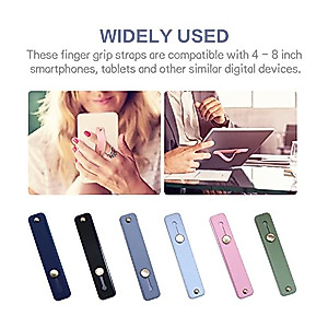 6 Pieces Finger Strap for Phone, Back of Finger Grip Portable Telescopic Finger Strap Bracket for Most Mobile Phones, Flat Stick Phone Grip for All Smartphones