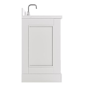 ARIEL Stafford 36" Grey Bathroom Vanity, 1.5" Edge Carrara White Quartz Countertop & Splash, Left Oval Sink, 2 Soft Closing Doors, 5 Full Extension Dovetail Drawers, Brushed Nickel