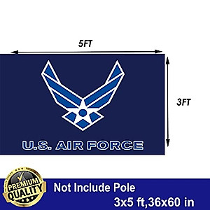 US Air Force Wings Military Flag Double Sided 3x5 Outdoor- United States USAF Wing Flags Blue Heavy Duty 3 Ply with 2 Brass Grommets for Outdoor Indoor Wall Truck