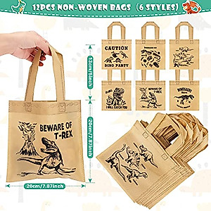 Moltby 48Pcs Dinosaur Party Favors - Dino Tote Non-woven Goodie Bags Dinosaur Keychain Slap Bracelets Stress Relief Toys for Kids Boys, Dinosaur Themed Party Supplies for Kids Birthday