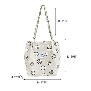 JARKJARD Corduroy Tote Bag Aesthetic Cute Tote Bags Large School Shoulder Bags for Teen Girls Trendy Stuff(Khaki)