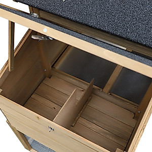 PawHut 69" Wooden Chicken Coop, Poultry Cage Hen House with Connecting Ramp, Removable Tray, Ventilated Window and Nesting Box, Natural