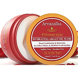 Arvazallia Hydrating Argan Oil Hair Mask and Deep Conditioner for Dry or Damaged Hair - 8.45 Oz
