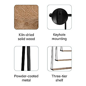 MH London Floating Shelves - Amersham 3 Tier Wall Shelf - Exclusively Designed Hand Crafted Wood Display Shelf - Contemporary Design for Wall Shelves for Room Décor