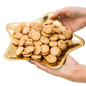 Tlence 100PCS Star Shape Paper Plates, 9.5 Inches Disposable Pentagram Dinnerware, Gold Twinkle Star Paper Tableware Set for Dessert, Birthday Graduation Wedding Halloween Christmas Supplies