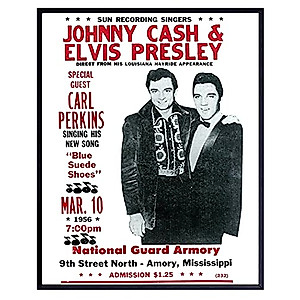 Elvis Poster 8x10 - Elvis Gifts for Women - Johnny Cash Picture Print - Vintage Concert Posters - Classic Nashville Country Music Wall Art Home Decor - Carl Perkins - 8x10 Unframed