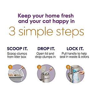 Litter Genie XL Pail (Beige) | Cat Litter Box Waste Disposal System for Odor Control | Includes 1 Square Refill Bag