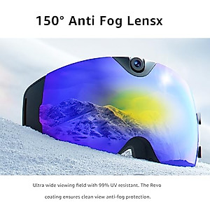 OhO Smart Ski Goggles, 4K Camera Snowboard Goggles with Adjusted View of Camera Recroding,UV Protection, Anti Fog (Men/Women)