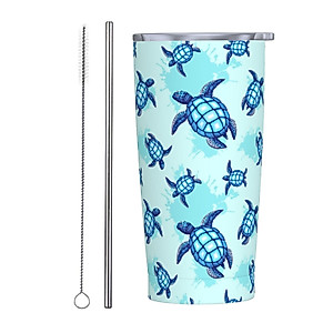 JASROTAO Sea Turtle Tumbler,Turtle 20oz Stainless Steel Insulated Travel Tumbler,Travel Coffee Mug with Lid and Straw Water Bottle Drink Tumbler Cups Gifts for Women Men Lovers