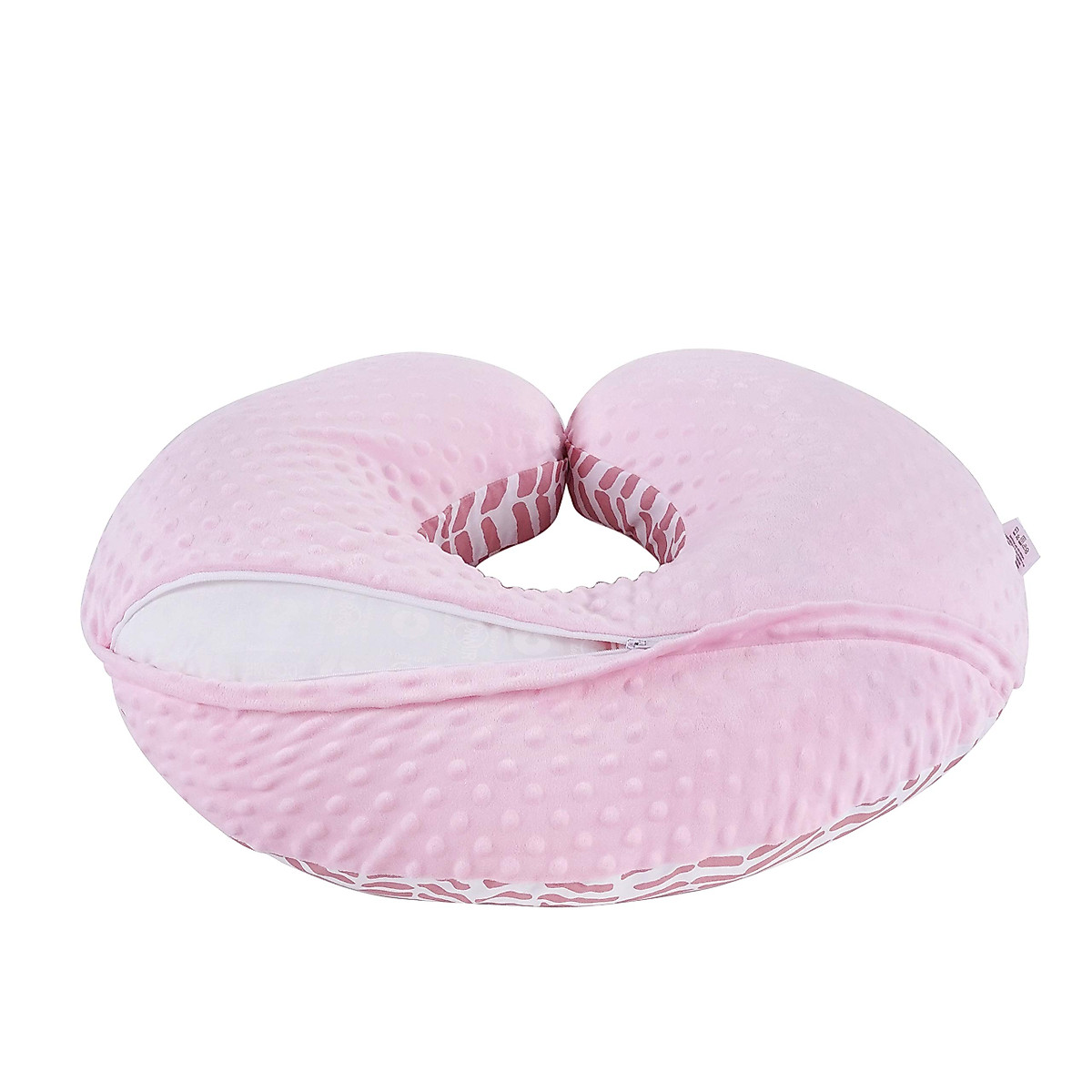 Water Resistant Nursing Pillow Cover | Premium Quality Soft Wipeable Fabric | Pink Herringbone Pattern | Minky Slipcover | Great for Breastfeeding Moms
