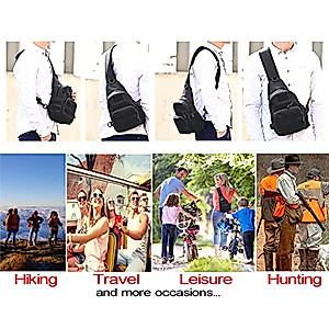 Ait fish Small Crossbody Tactical Sling Bag for Men and Women - One Shoulder Backpack for Hiking Travel - Black