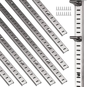Adjustable Shelf Bracket 36 inch 8 Pack Standards Shelf Pilaster Strips Rail Rack Steel Mortise Supports for Wall Bookcases Shelving System Cabinet Closet Organization