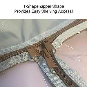 Formosa Covers | Storage Shelving Unit Cover for Metal Wire Utility Racks in Garage, Home, Kitchen, or Office Organization Khaki and Clear PVC Viewing Panel and Blue Trim (60" W x 24" D x 72" H)