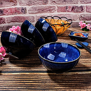 BOSILI Rice Bowl set, Cereal Bowls Microwave and Dishwasher Safe, Ceramic Bowl set of 4 for Soup Rice Oat