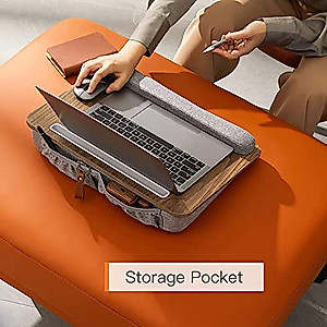 HUANUO Lap Laptop Desk - Portable Lap Desk with Pillow Cushion, Fits up to 15.6 inch Laptop, with Anti-Slip Strip & Storage Function for Home Office Students Use as Computer Laptop Stand, Book Tablet