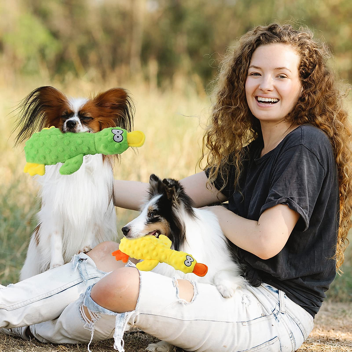 MANOPAWS 3 Pack Squeaky Dog Toys,Duck Crinkle Plush Dog Toys for Aggressive Chewers,Interactive Dog Toys for Puppy Small, Medium and Large Dogs Teething/Entertaining/Reduce Boredom