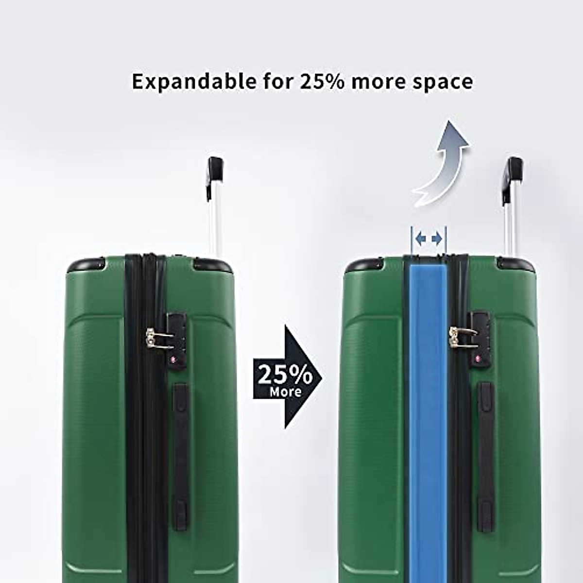 Merax Luggage Set with TSA Lock, All Expandable 3 Piece Hardshell Lightweight Suitcase Set 20inch 24inch 28inch (Dark Green 2-Piece (20/28))