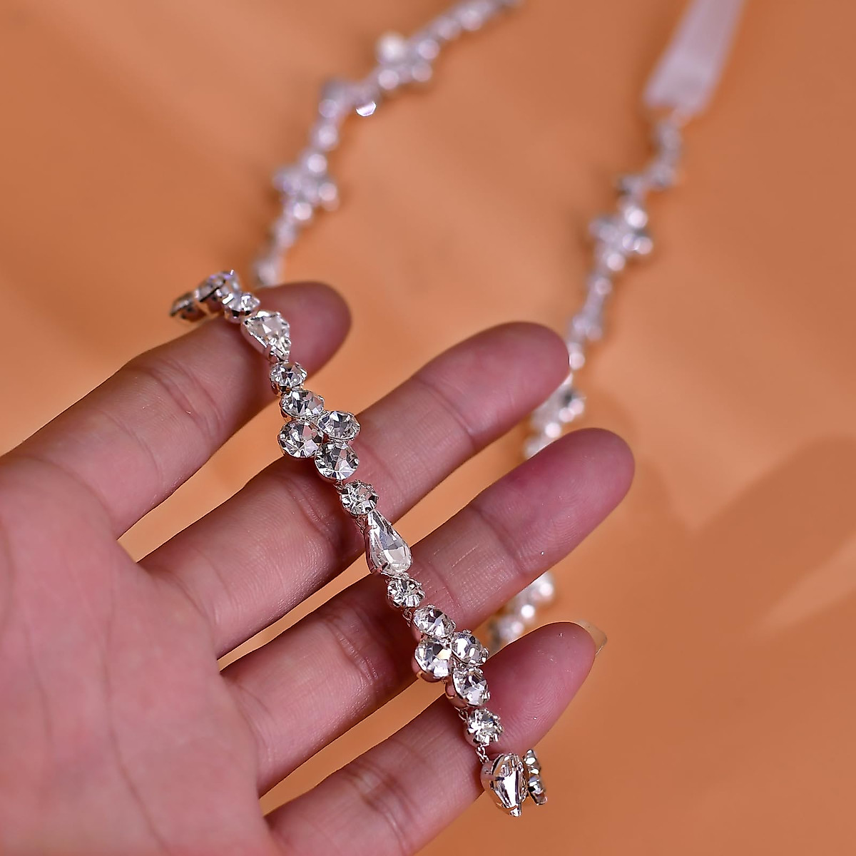 ULAPAN Rhinestone Bridal Belt Thin Silver Wedding Belt bridesmaid belts for Dresses Belts for Women Wedding(S305)