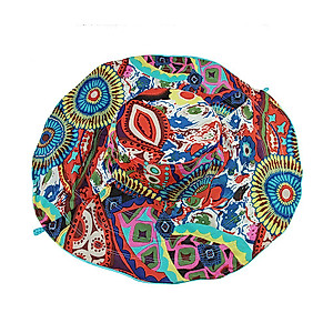 Women's Foldable Floppy Reversible Travel Beach Sun Visor Hat Wide Brim UPF 50+ (Blue)