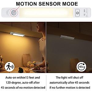 LUXSWAY LED Motion Sensor Light Indoor, Dimmable Under Cabinet Lights, Manual ON/Off, Battery Operated Closet Lighting Bar, Shelf Light, Stick-on Anywhere Night Lighting for Kitchen Wardrobe Pantry