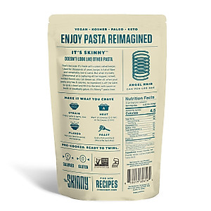 It’s Skinny Angel Hair — Healthy, Low-Carb, Low Calorie Konjac Pasta — Fully Cooked and Ready to Eat Shirataki Noodles — Keto, Gluten Free, Vegan, and Paleo-Friendly (6-Pack)