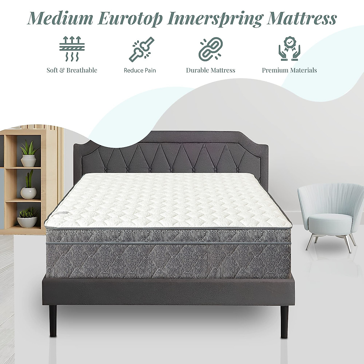 Greaton 10 Inch Foam Encased Mattress with Eurotop, Comfy, and Soft Plush Mattresses Provide Soothing Sleep, Complete Body Support, and Pressure Relief, Full XL