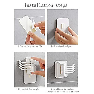 TWFERR Household Sticky Hook Strong Punch-Free Hook Creative Multifunctional Hook Rack Wall Sticker Hook, White, One Size