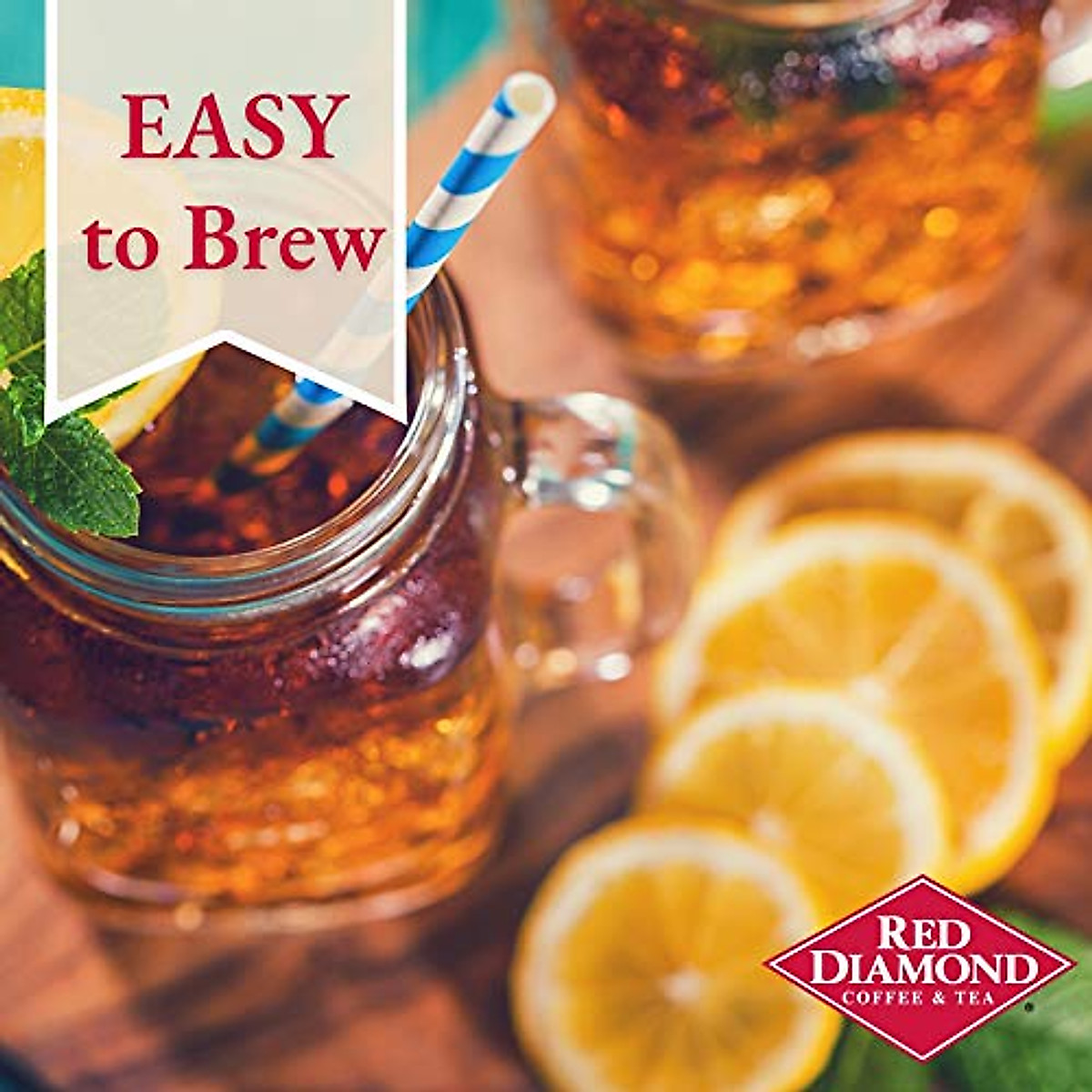 Red Diamond Iced Tea Bags, Decaffeinated, Family Size Tea Bags, Delicious And Freshly Brewed Taste, Special Premium Blend, 24 Count (Pack of 6)