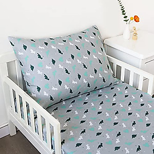 SPRINGSPIRIT 2-Piece Toddler Sheet Set Microfiber, Toddler Bedding Set Includes Crib Sheets Set and Envelope Pillowcase, Silky Soft, Breathable and Lightweight, Dinosaur
