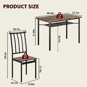GAOMON Dining Table Set for 4, Kitchen Table and Chairs for 4 with Wine Rack, Dining Room Table Set with 4 Chairs, Rectangular Kitchen Table Set for Small Space, Apartment, Rustic Brown