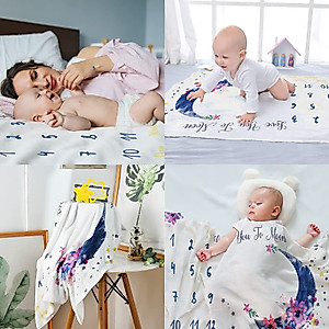 LXWIEKCO Baby Monthly Milestone Blanket for Baby Girl/Boy 60" x 40" Photo Props Blanket, Thickened Nursery Decor Baby Shower