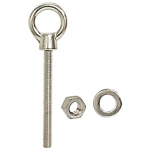 SDEXCSA WLL 1,050 Pounds 3/8 Inch x 12 Inch Fully Threaded Marine Stainless Steel Turned Eye Bolt Nut Washer