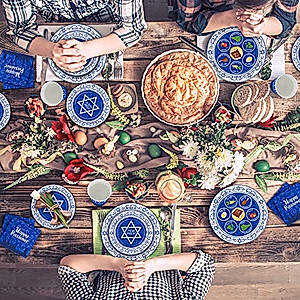 Passover Decorations, 135 PCS Passover Seder Plates Plus HAPPY PASSOVER Banner, Disposable Seder Plates for Passover Food, Renaissance Design Paper Passover Seder Dinnerware Set Serve for 30 Guests