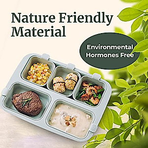 NESTIQUE Silicone Plates for Baby & Toddlers, Divided Plates Design | Microwave & Dishwasher Safe, BPA Free Toddler Plates, Baby Food Tray | Baby Kids Modular Plates Mint