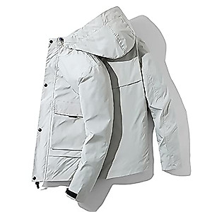 Men's Hooded Ski Jacket Winter Warm Mountain Parka Coat Waterproof Rain Jacket Outdoor Hiking Windproof Windbreaker