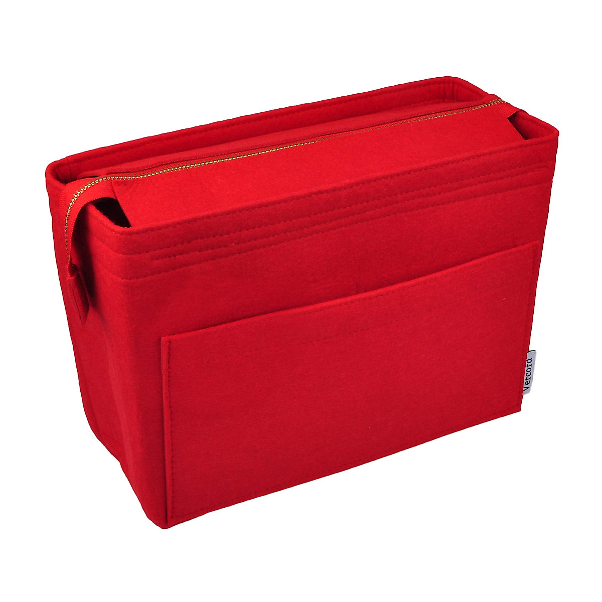 Vercord Felt Zipper Handbag Tote Purse Duffel Backpack Organizer Insert Red Medium