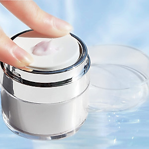 BOZILY Airless Pump Jar, Pump Jars for Lotions and Creams Refillable Cream Jar Vacuum Bottle Airless Cosmetic Pump Container (15+30+50+100ml)