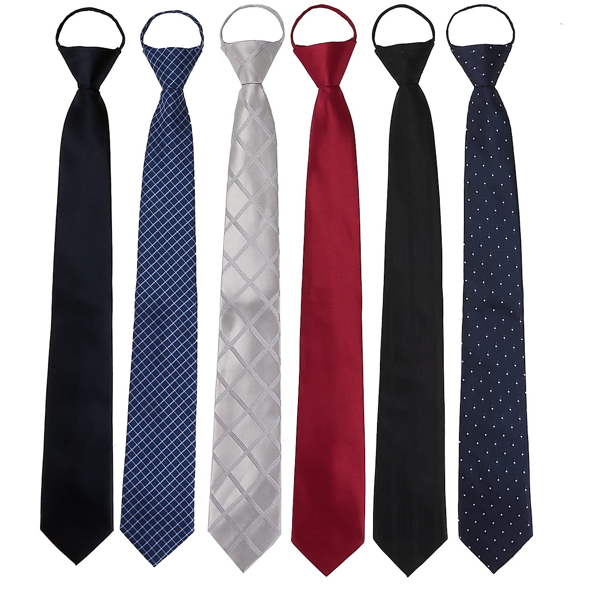 MEIANJU Mens Ties, Mens Zipper Ties Neckties for Men, Silky Zip Up Ties, Men's Pretied Ties Set (Mixed color 6pcs)