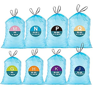 Code M (200 Count) Heavy Duty Trash Bags Blue Compatible with simpleman Code M | Blue Drawstring Garbage Liners 12 Gallon/45 Liter | Reinforced Drawstring Garbage Liners